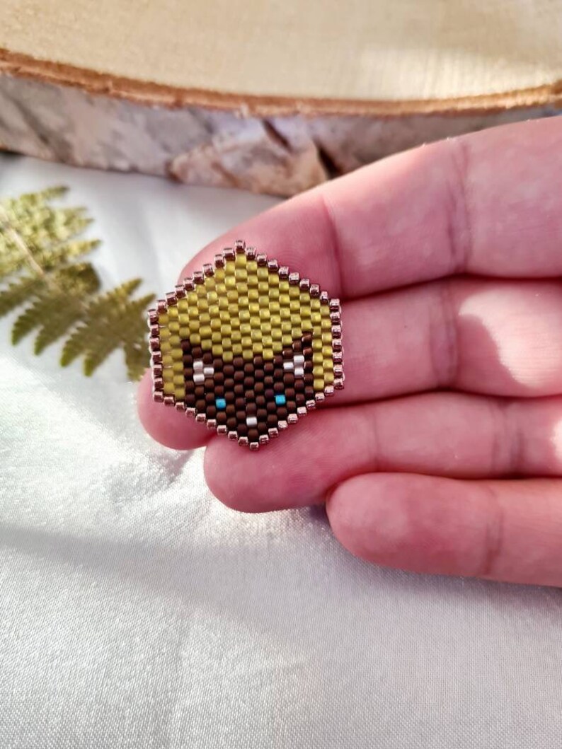 Badge en perles tissé Petit Chat Fait Main plusieurs couleurs - Etsy France