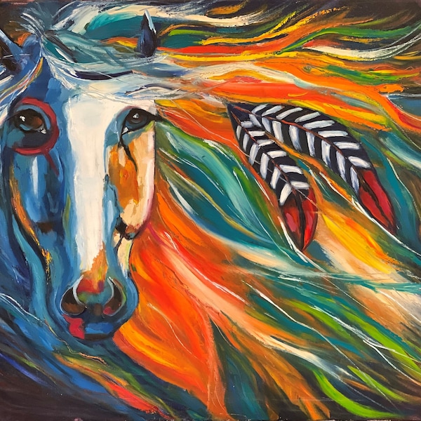 Wild Mustangs Painting - Etsy