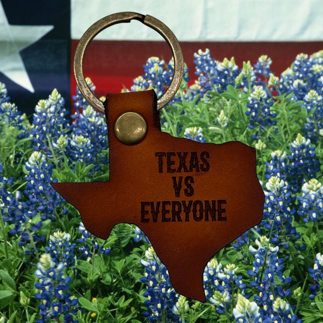 Texas Vs Everyone Genuine Leather Keychain - Etsy