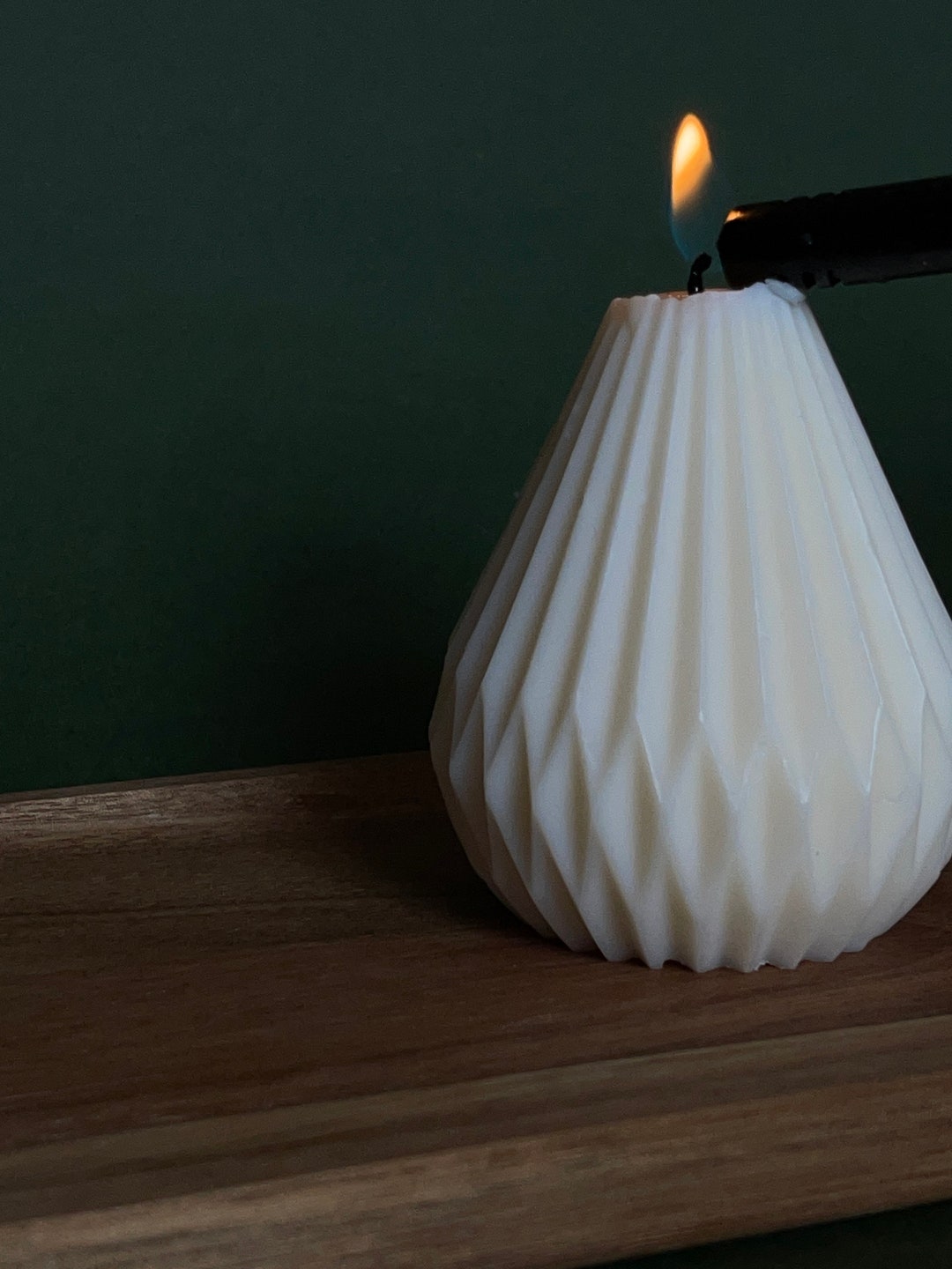 Ribbed Pillar Candle, Wavy Sculptural Decor, Wavy Sculptural Candle ...
