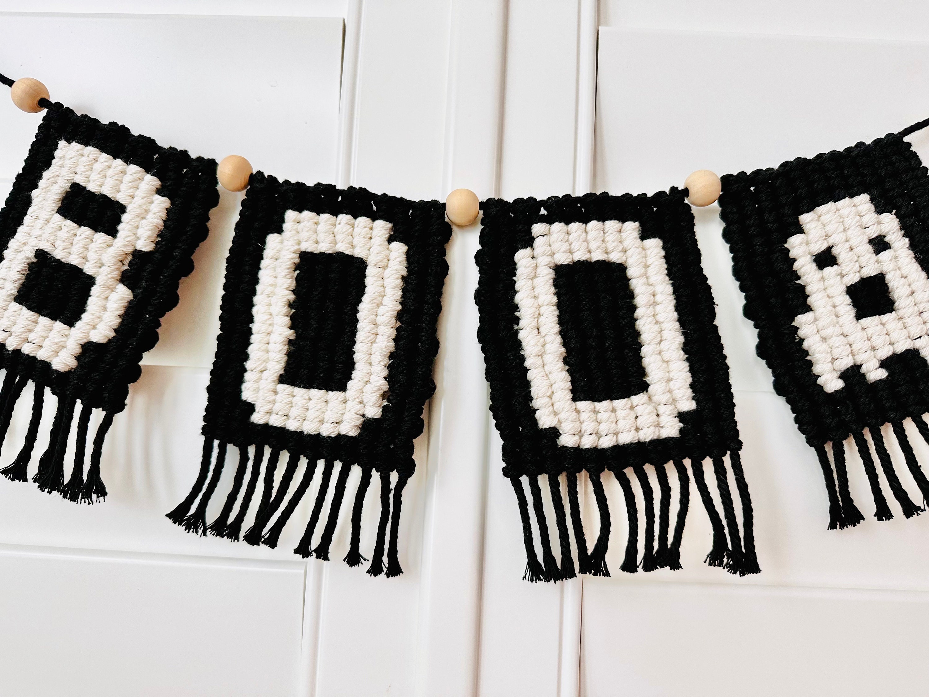 Macrame BOO Tapestry Macrame Sign Wall Hanger Boho Style - Etsy