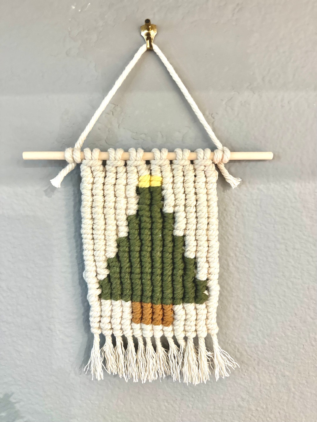 Macrame Christmas Tree Mini Tapestry(army Green) | Macrame Christmas ...