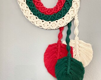 Macrame Wall Hanging Fall Color Rainbow With Leaves Macrame - Etsy