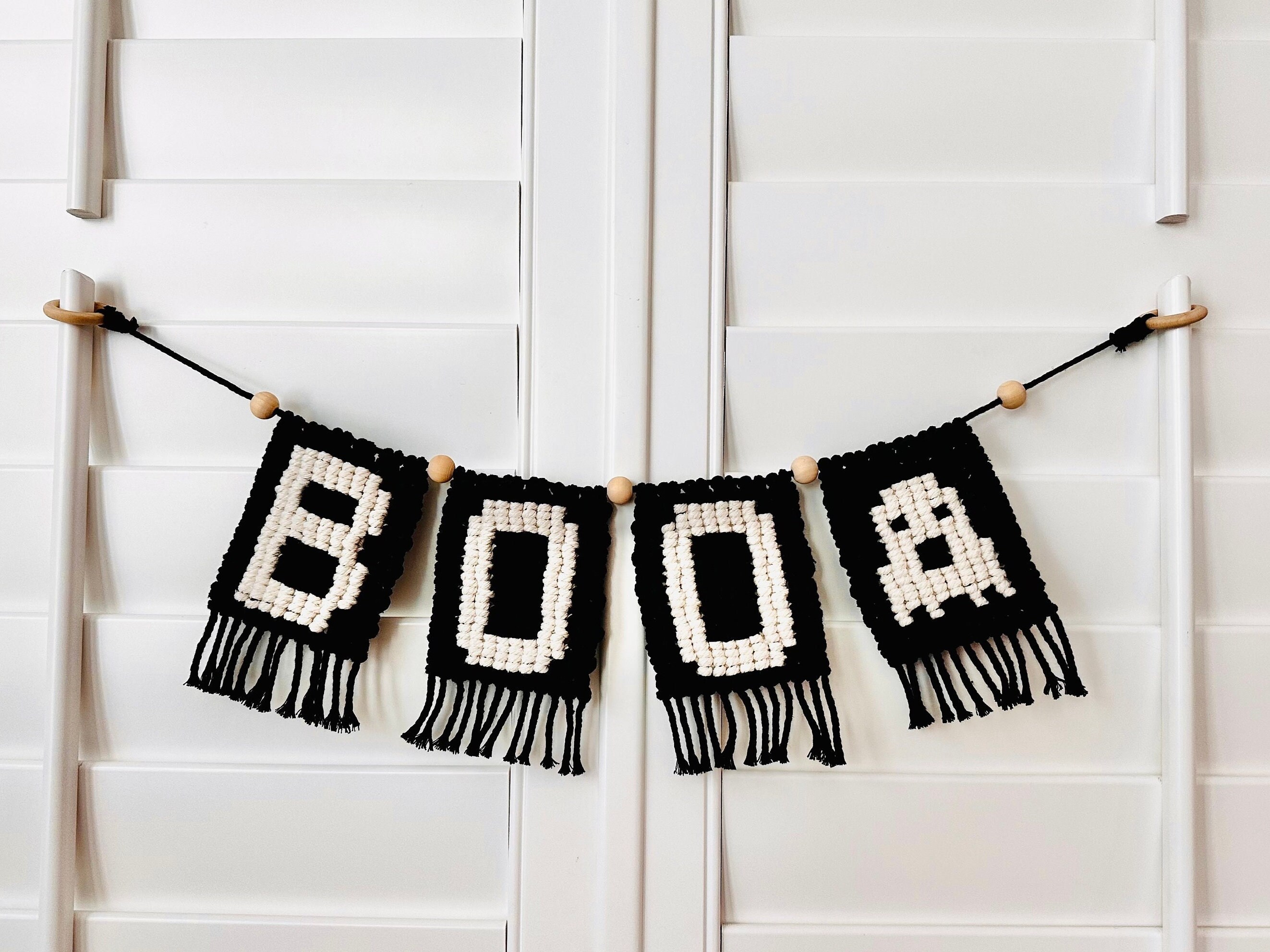 Macrame BOO Tapestry Macrame Sign Wall Hanger Boho Style - Etsy