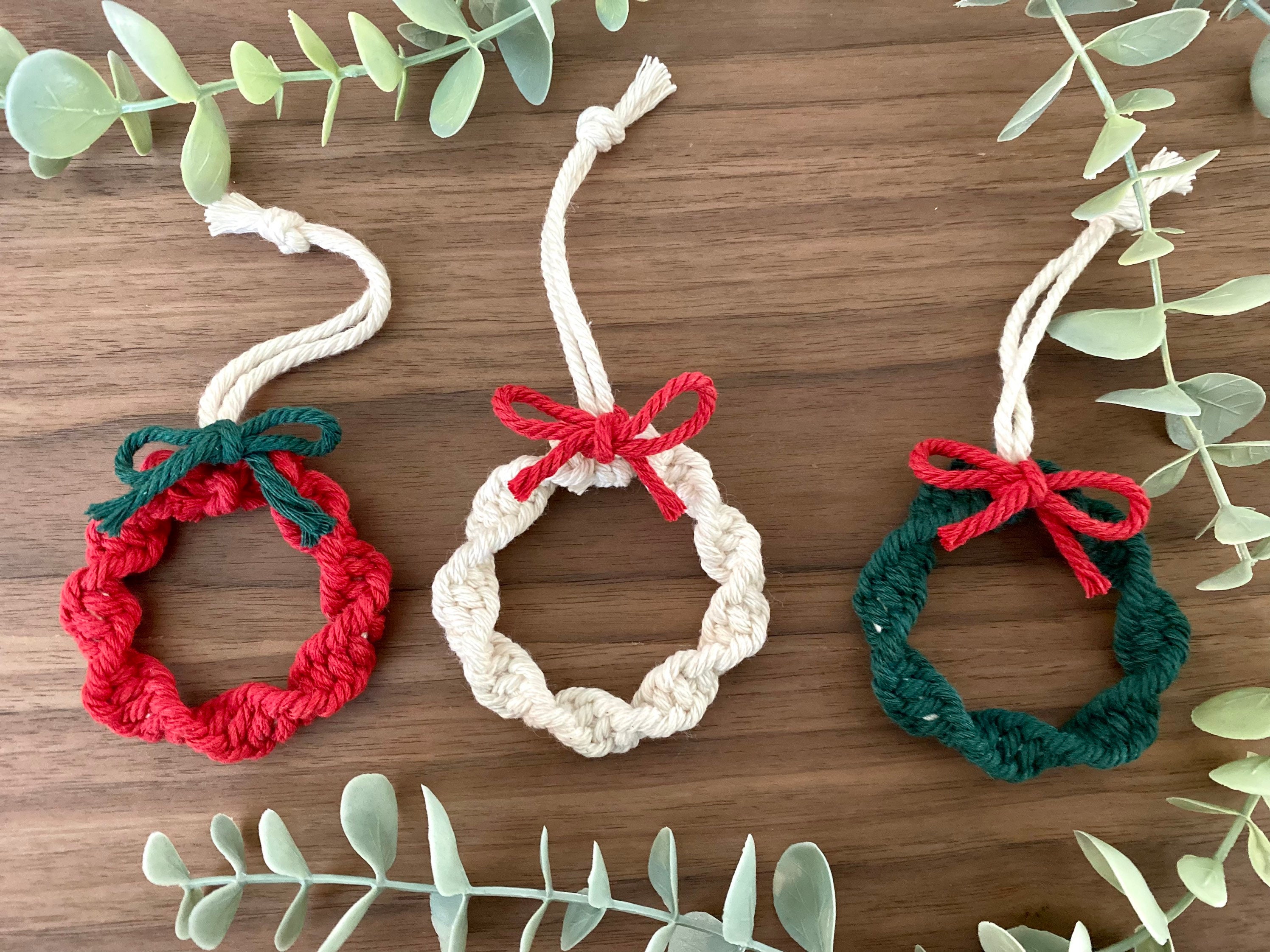 Macrame Christmas Mini Wreath Ornaments (type-a) - Etsy