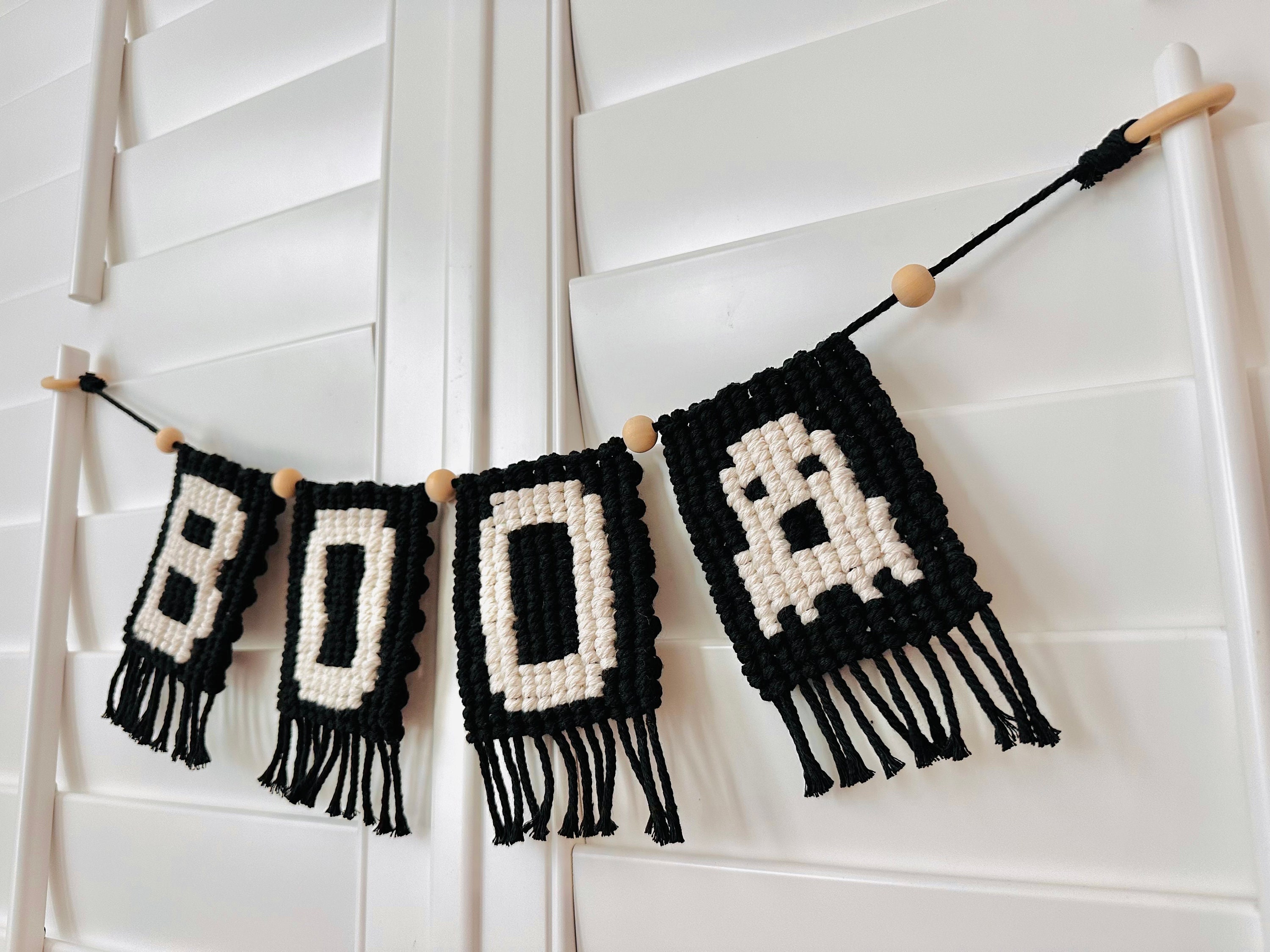 Macrame BOO Tapestry Macrame Sign Wall Hanger Boho Style - Etsy