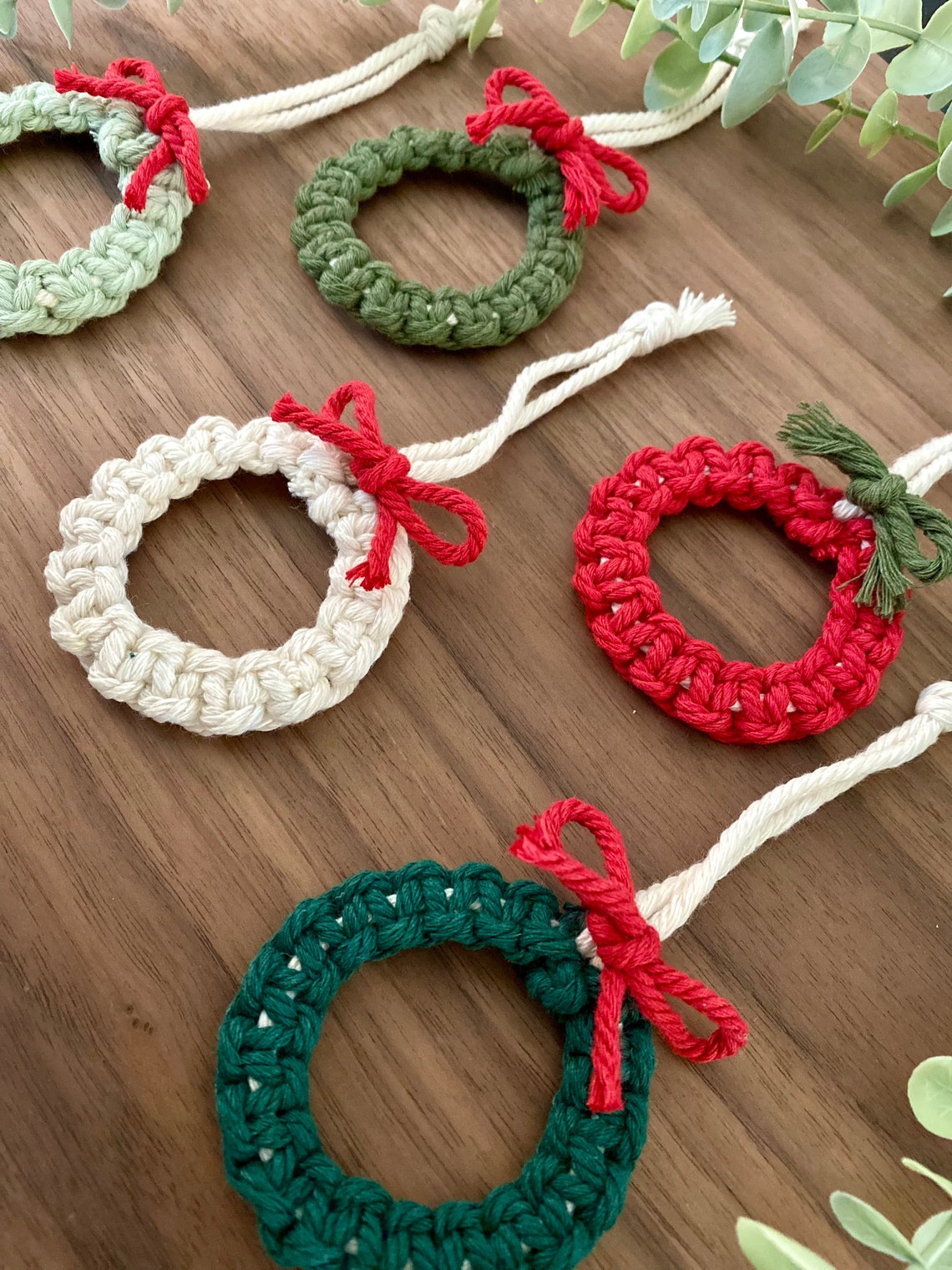 Macrame Christmas Mini Wreath Ornaments (type-b) - Etsy