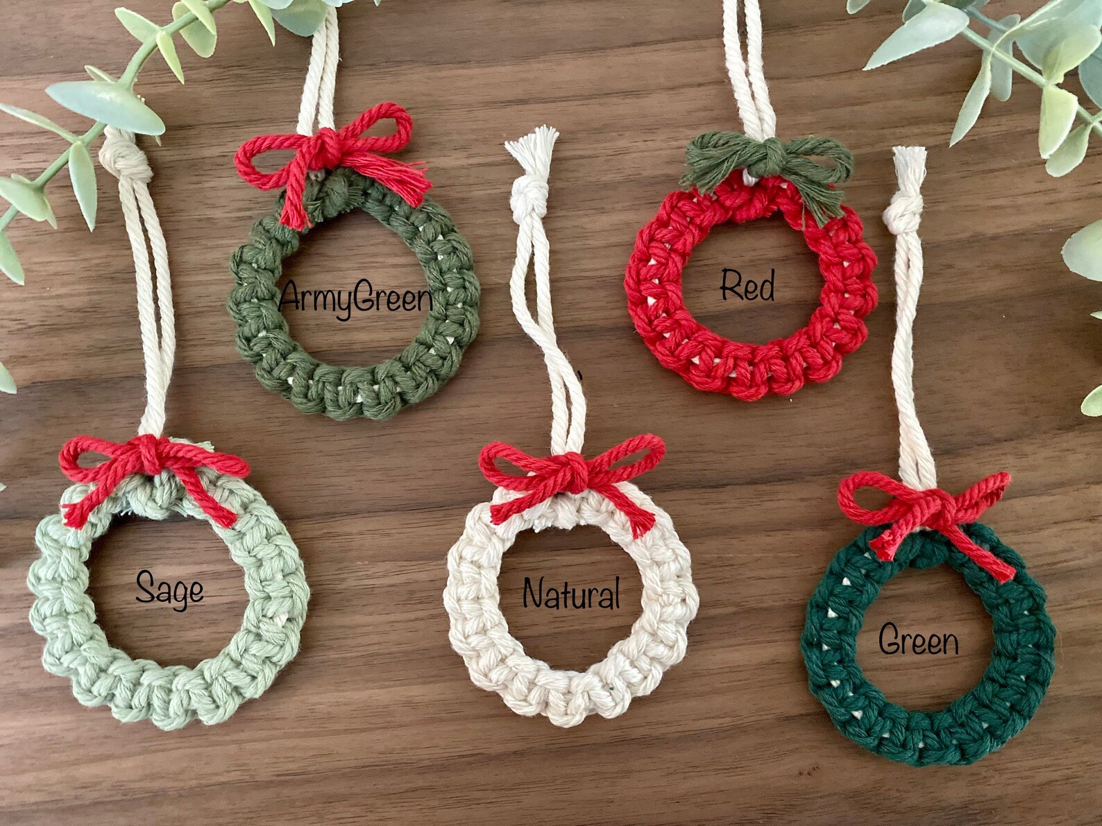 Macrame Christmas Mini Wreath Ornaments (type-b) - Etsy