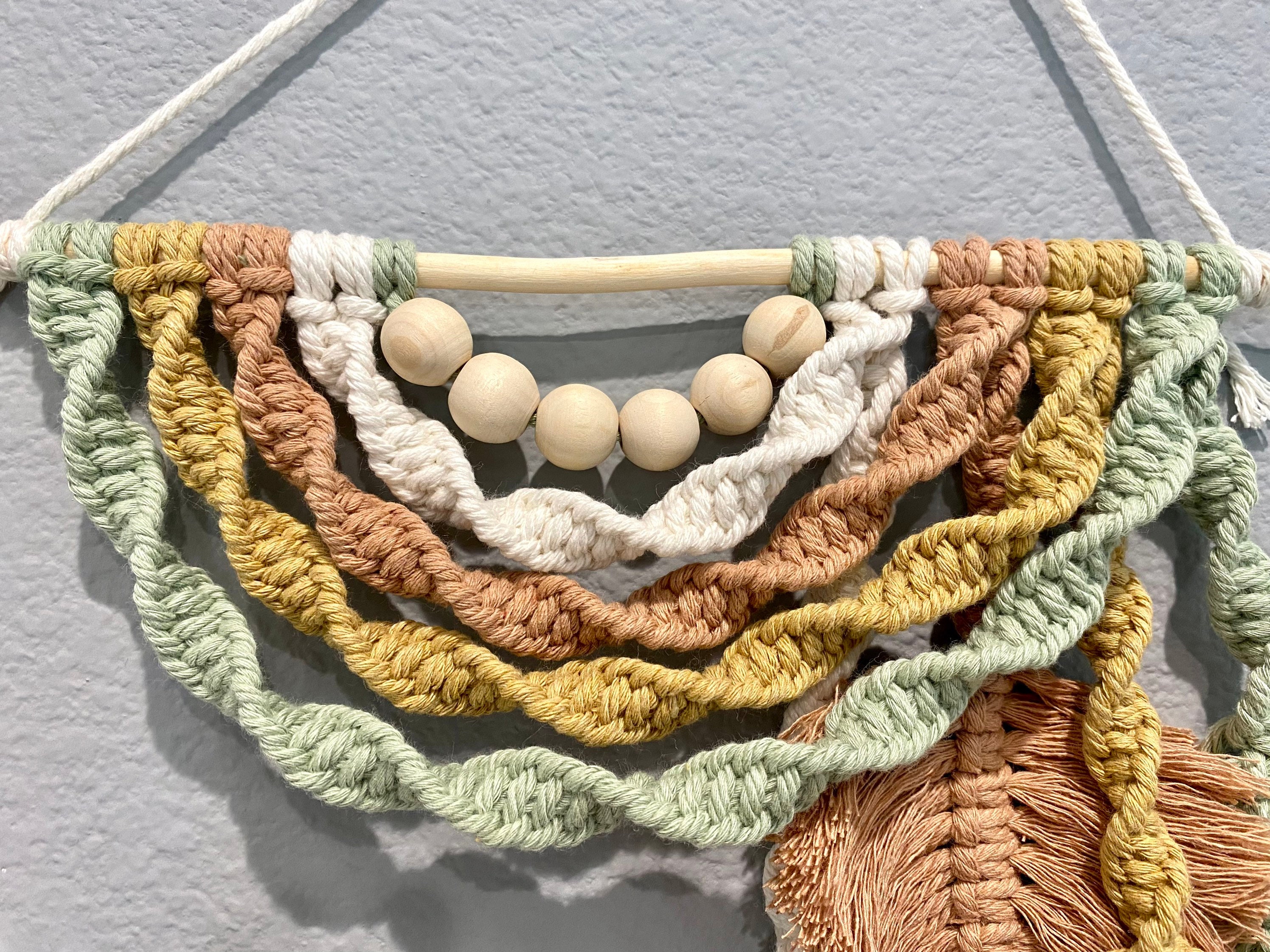 Macrame Wall Hanging Fall Color Rainbow With Leaves Macrame Tapestry ...