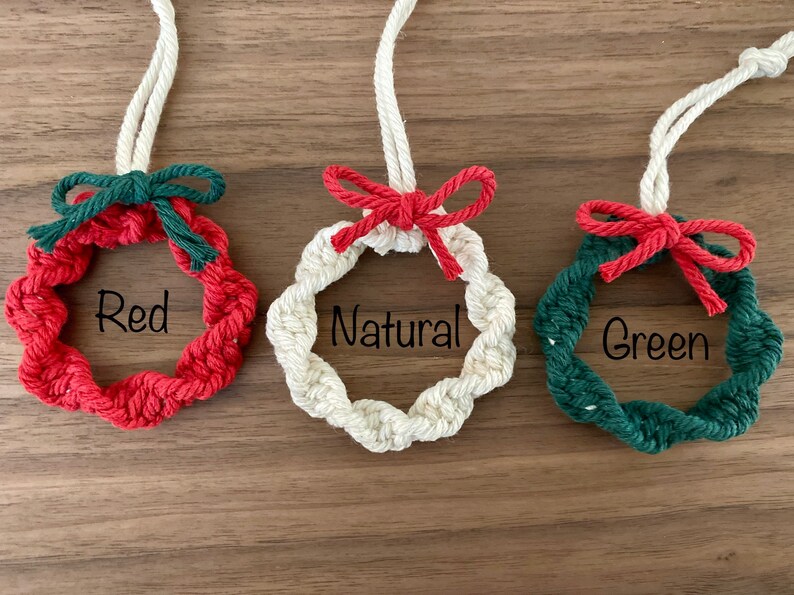 Macrame Christmas Mini Wreath Ornaments (type-a) - Etsy