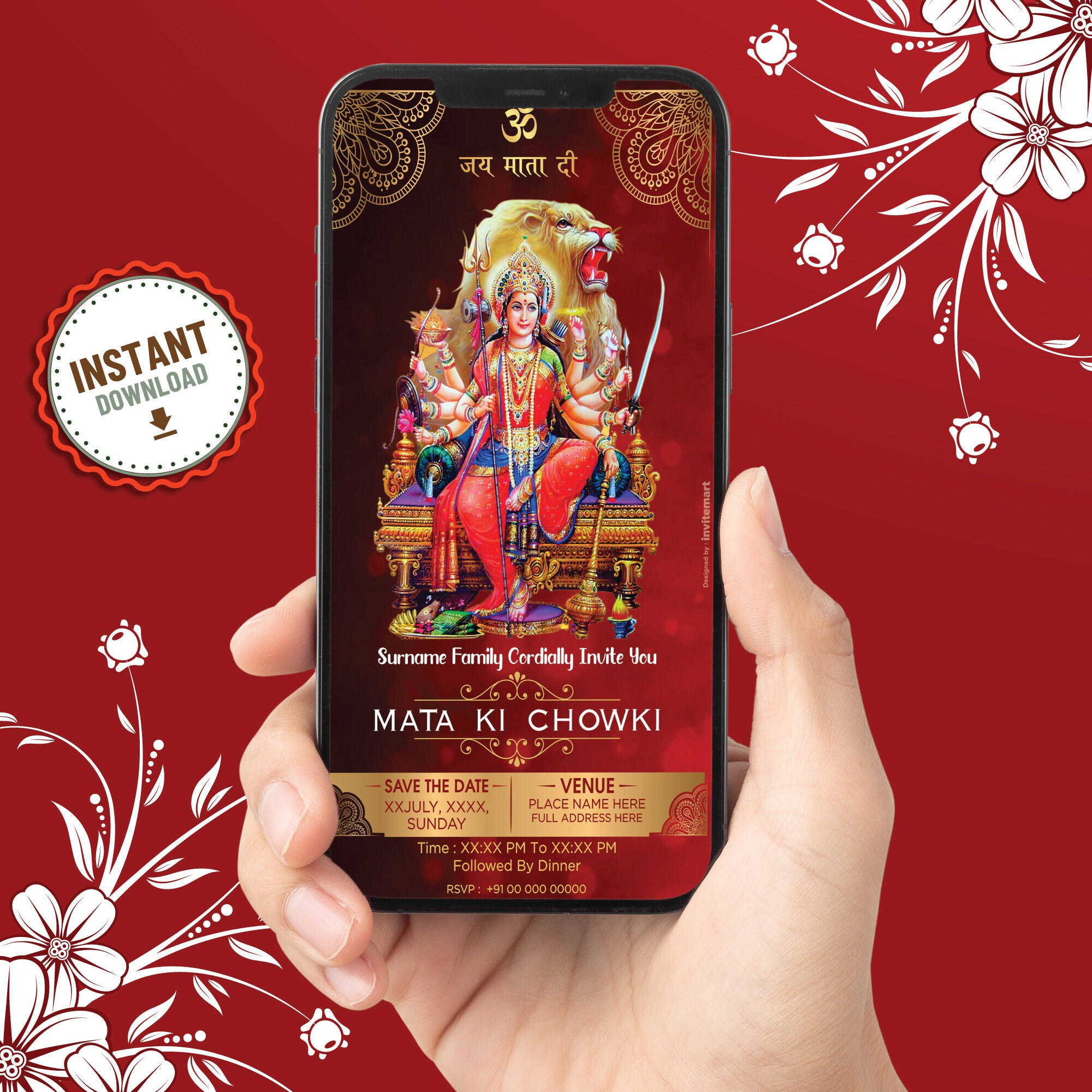 Buy Mata Ki Chowki Invitation Ecards Mata Ki Chowki Invitation Card for ...