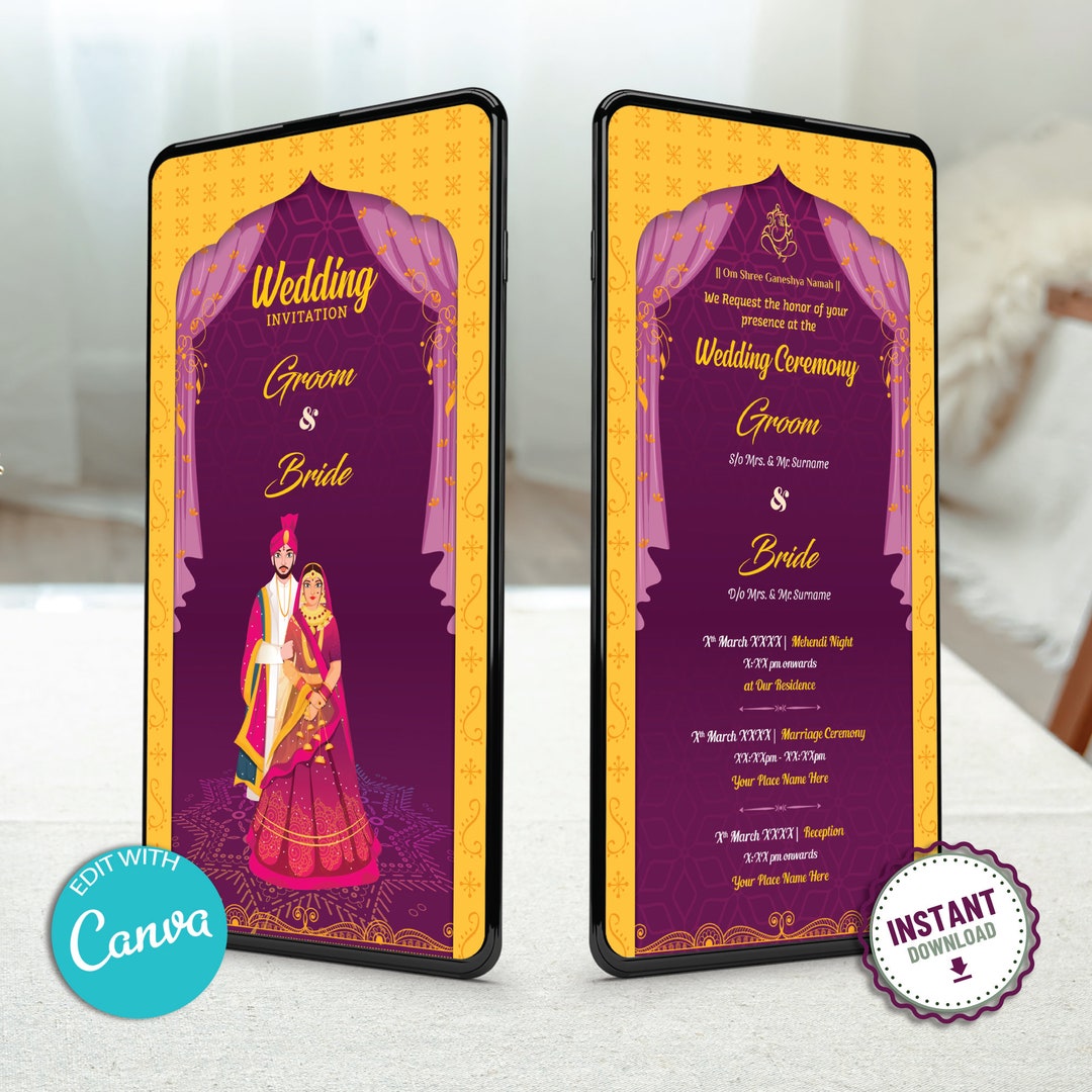 Hindu Traditional Wedding Invitation Card | Digital Invitation ...