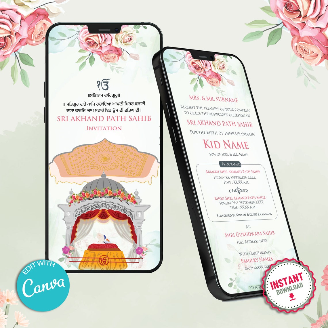 Akhand Path Invitation for Birthday Sri Akhand Paath Sahib - Etsy