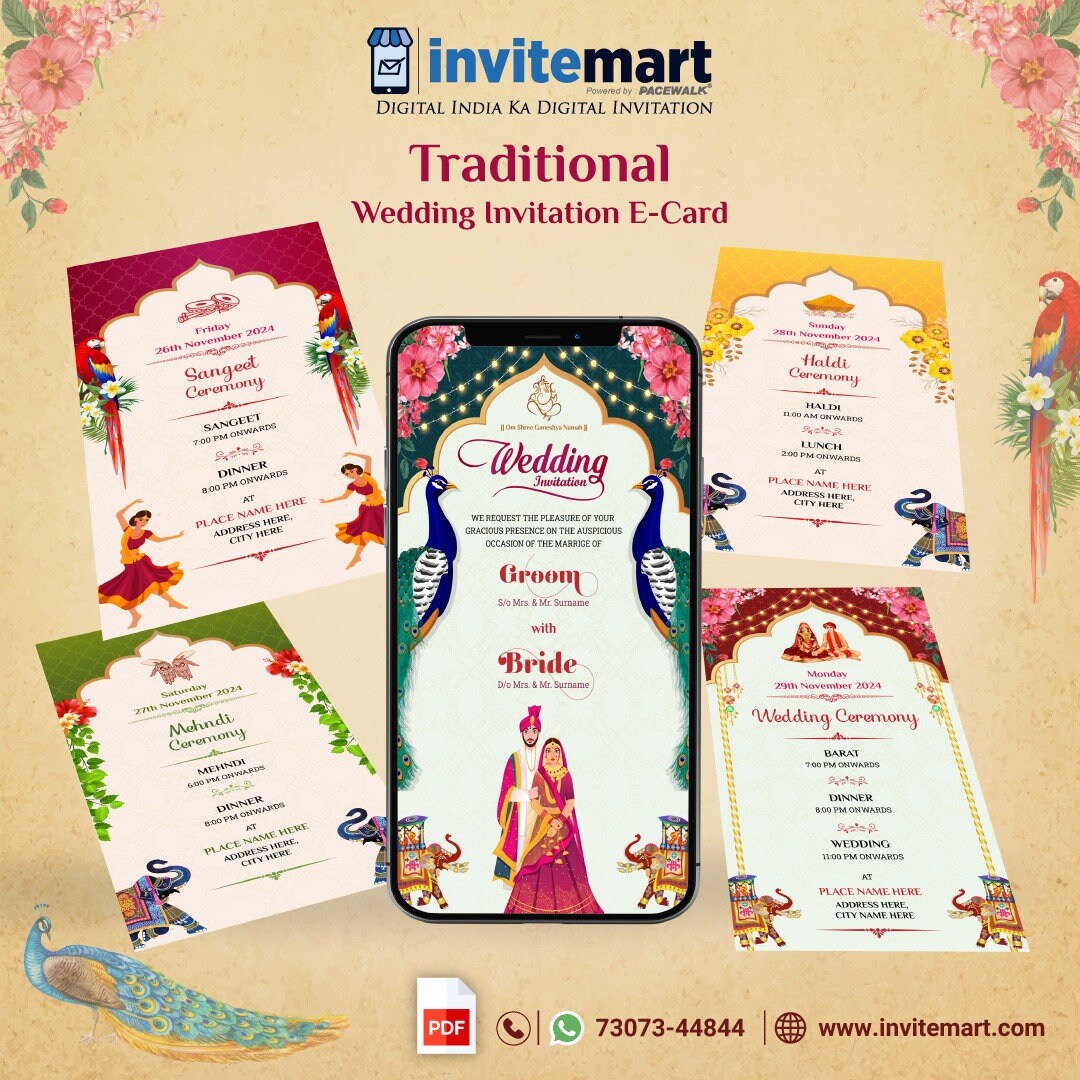 Digital Traditional Wedding Invitation E card WhatsApp Invitation Card Digital Traditional Wedding Invitation E card WhatsApp Invitation Card