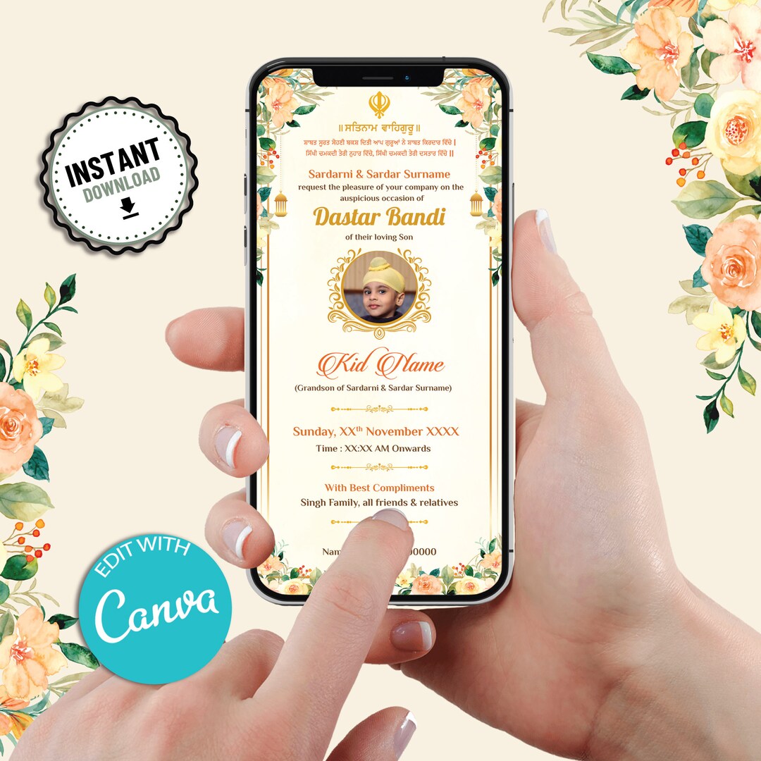 Dastar Bandi Ceremony Invitations Dastar Bandi Invite Card - Etsy