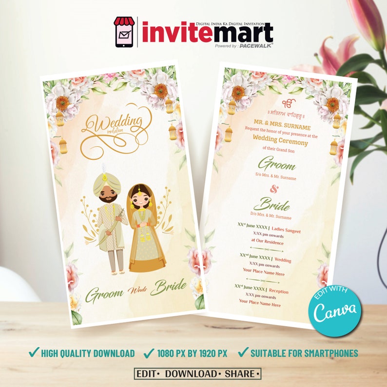 Buy Luxury Royal Sikh Wedding Card Anand Karaj Greeting Card Online in ...