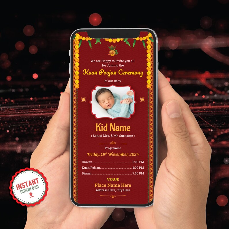 Online Kuan Poojan Invitations | Kua Pujan Invitation Digital Card | Kuan Poojan Invite Ecard ...