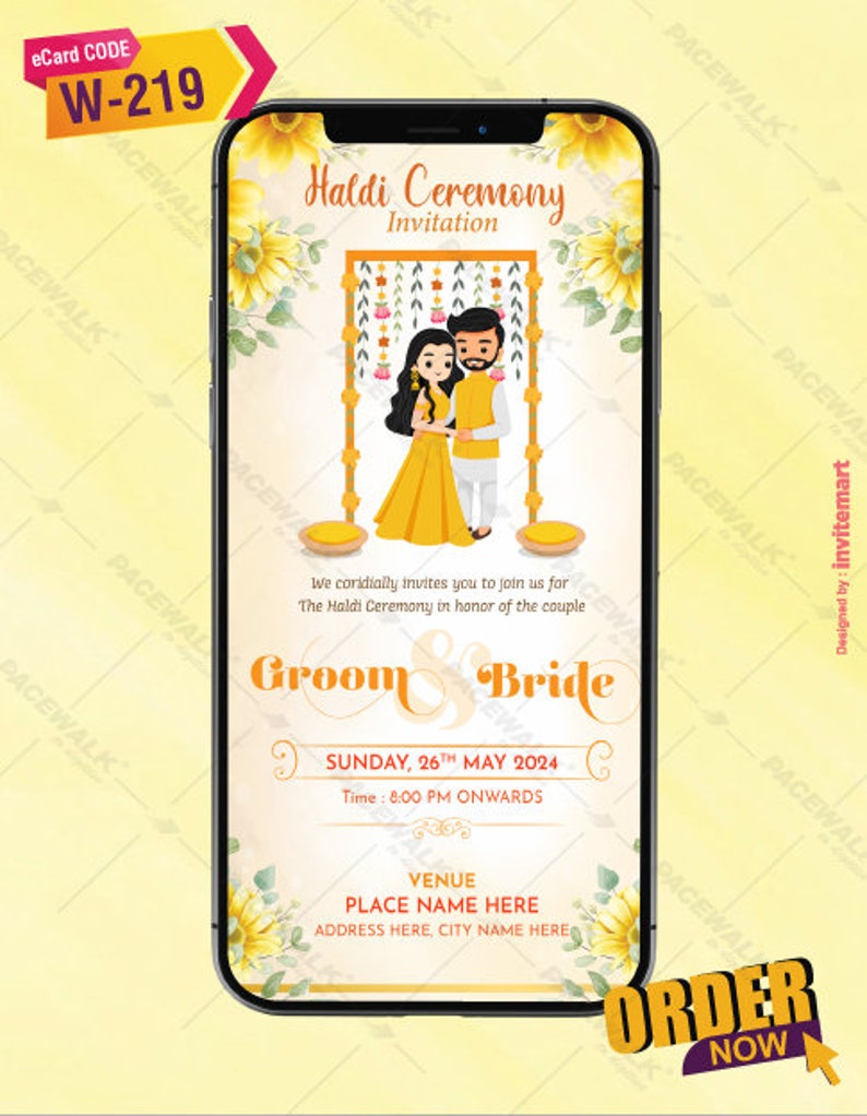 Buy Digital Floral Haldi Ceremony Invitation Card Whatsapp Online in ...