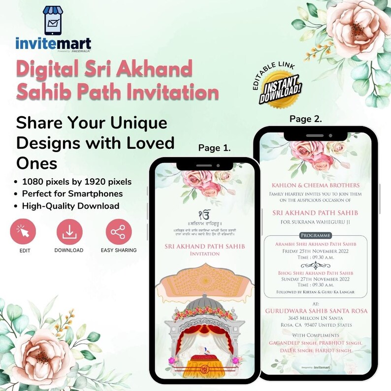 Akhand Path Invitation for Birthday, Sri Akhand Paath Sahib Invitation ...