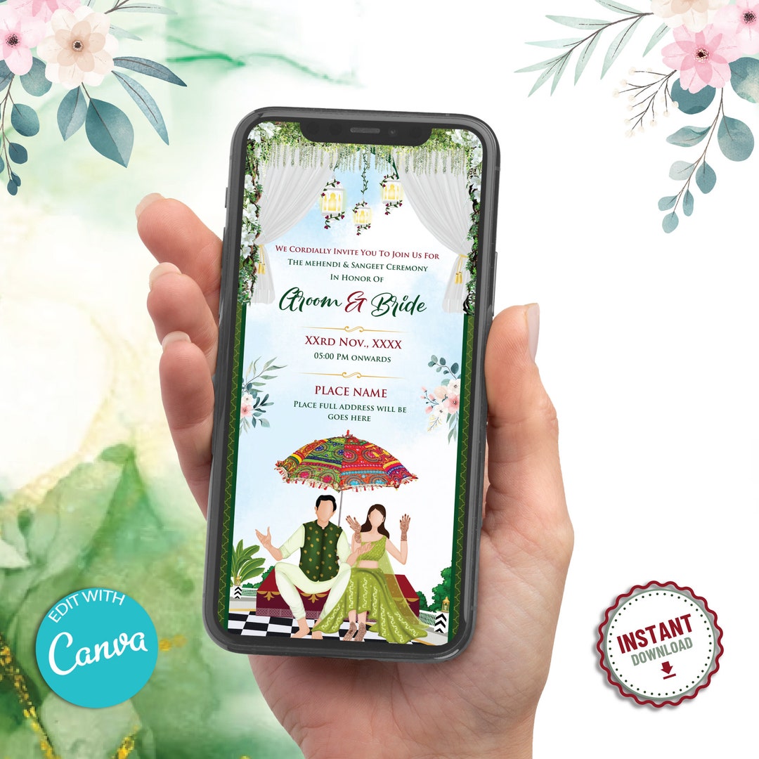 Mehndi and Sangeet Invitation | Sangeet and Mehndi Invitation | Mehendi ...