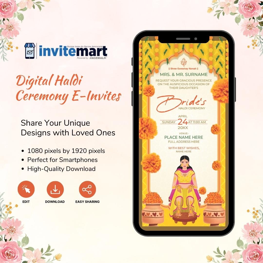 Haldi Invites, Haldi Invitations, Haldi Invitations, Digital Haldi Card ...