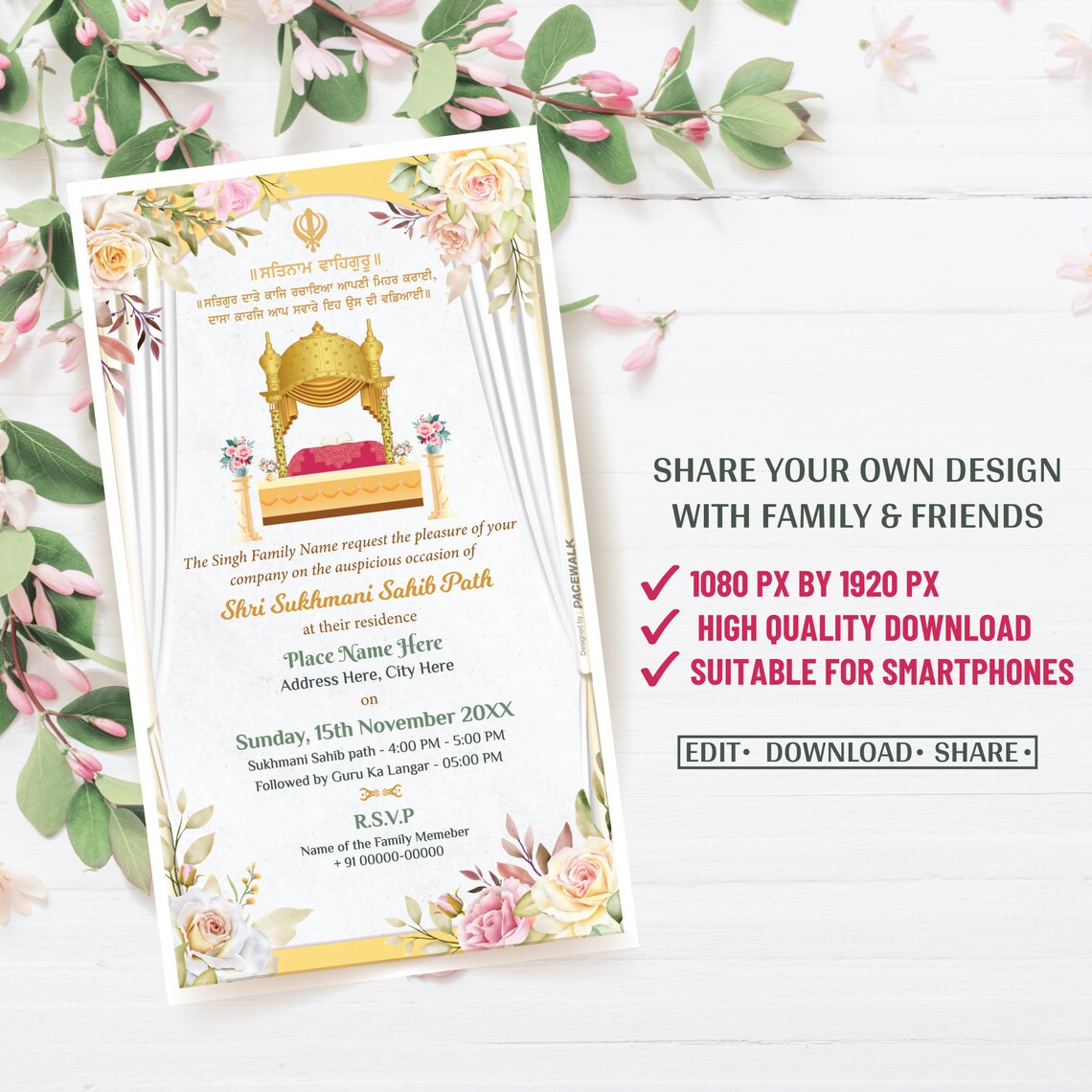 Sri Sukhmani Sahib Path Invite , Sikh Invitations for Path as Punjabi ...