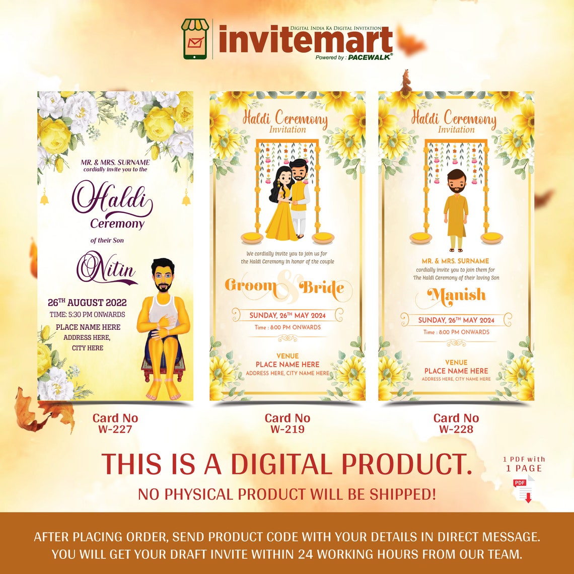 Buy Digital Floral Haldi Ceremony Invitation Card | Whatsapp Invitation ...
