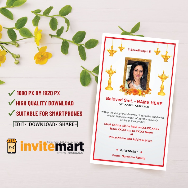 Shradhanjali Invitation Card Tervi Invitation Card Pratham Punyatithi ...