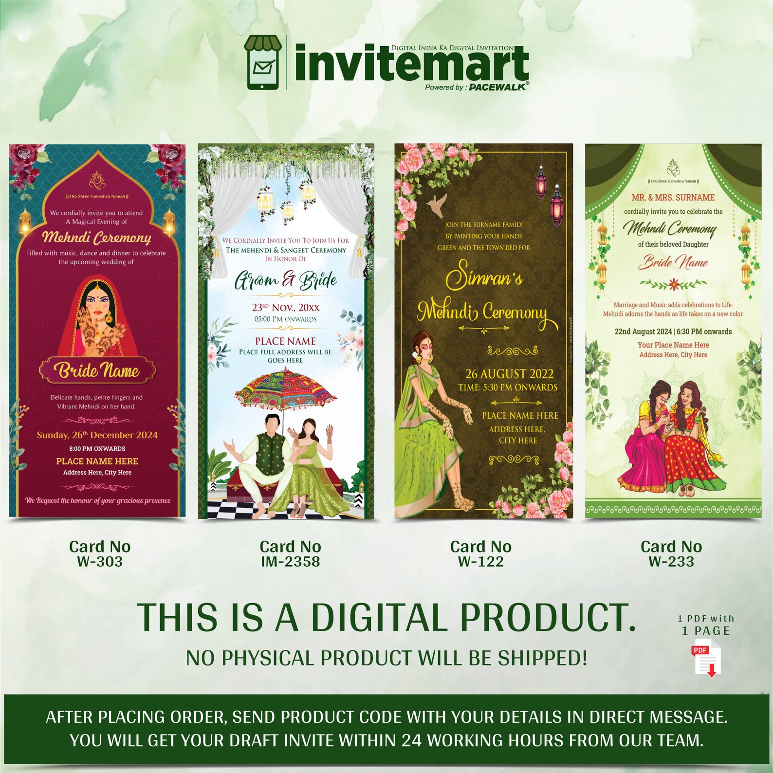 Cute Mehndi Invitation Card Template, Dholki Invitation, Haldi Ceremony ...