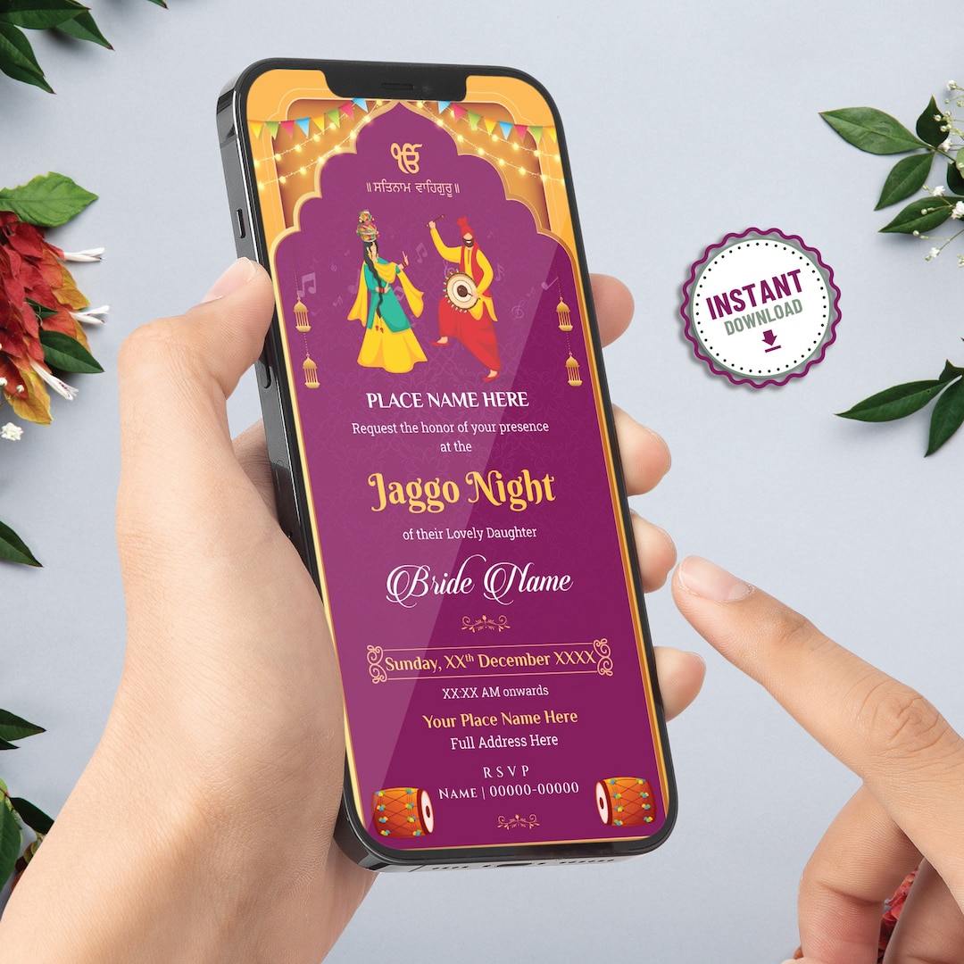 Digital Jago Ceremony Invitation | Punjabi Jago Invite | Jaggo Night ...