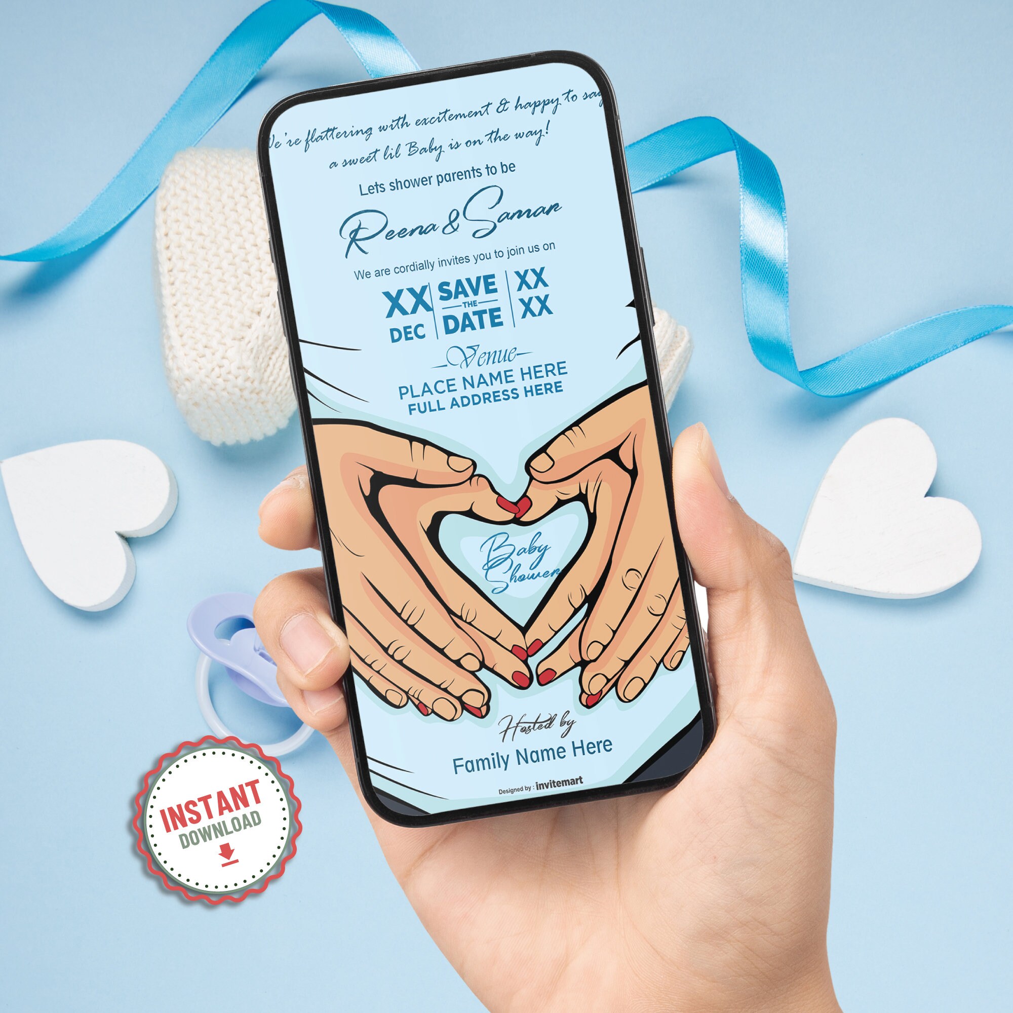 Digital Baby Shower Invitation Card, Seemantham Invitations, Baby ...