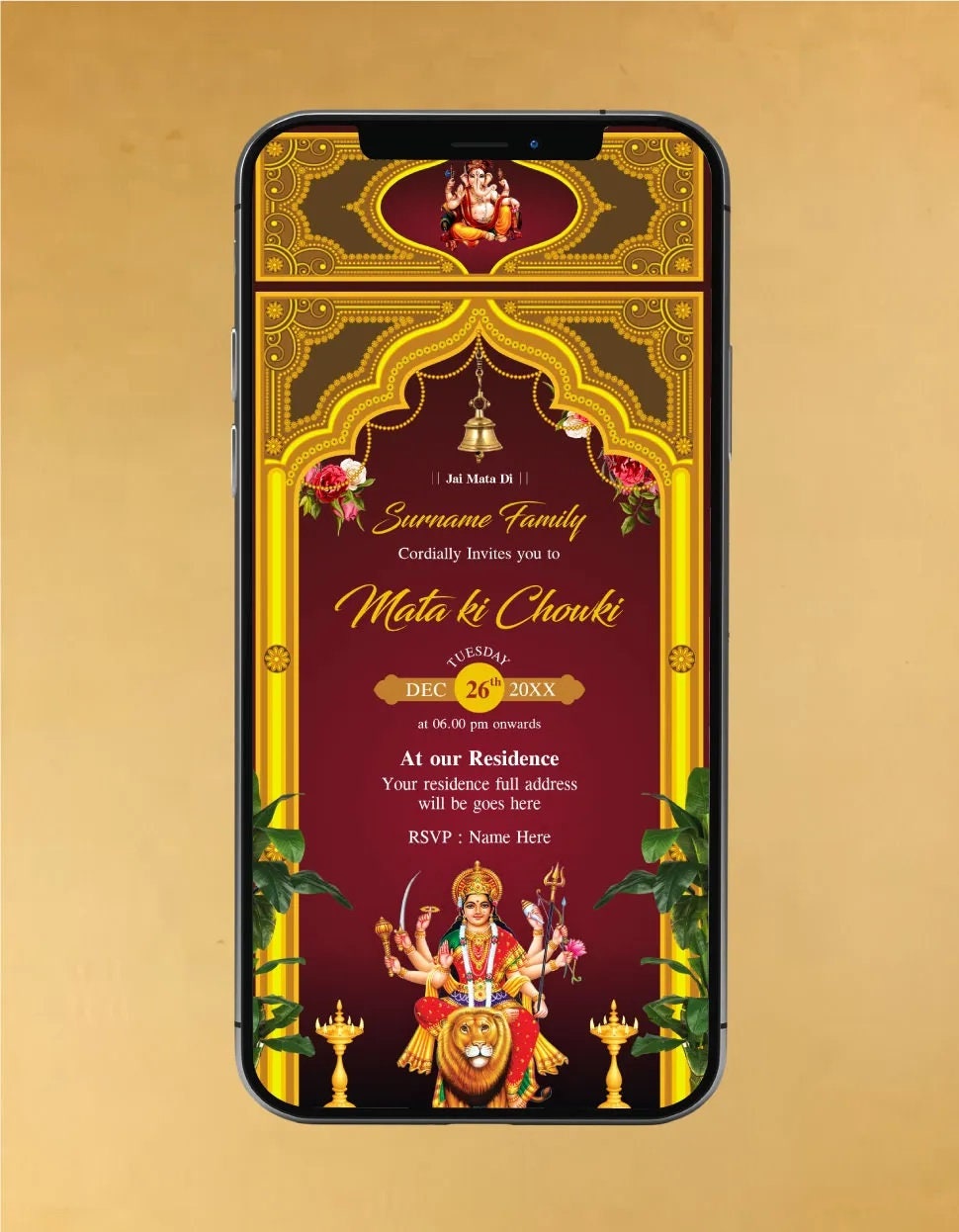 Custom Mata Ki Chowki Invitation Card Mata Ki Chowki - Etsy