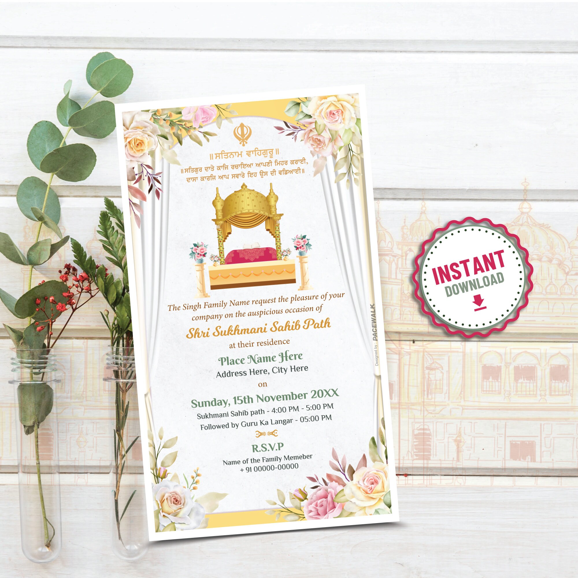 Sri Sukhmani Sahib Path Invite , Sikh Invitations for Path as Punjabi ...