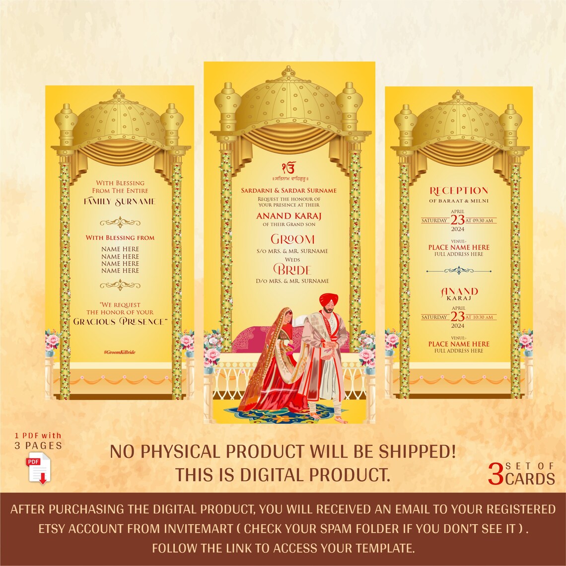 Anand Karaj Invites & Sikh Invites | Digital Sikh Wedding Invitation ...