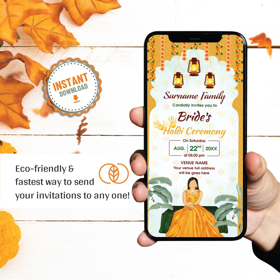 Haldi Ceremony Invitation, Digital Haldi Invite & Haldi Invitations ...