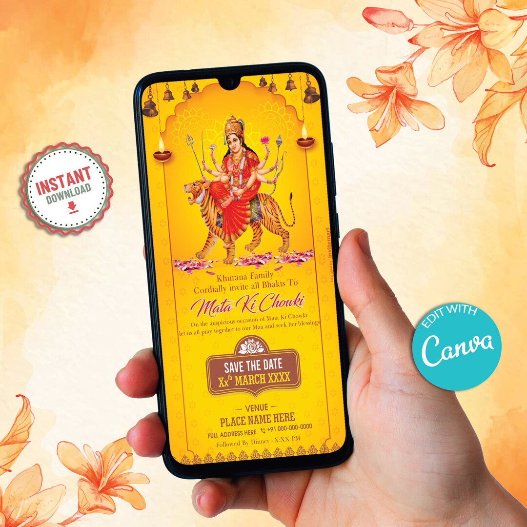 Mata Ki Chowki Invitation Card | Online Invitation Card for Mata Ki ...