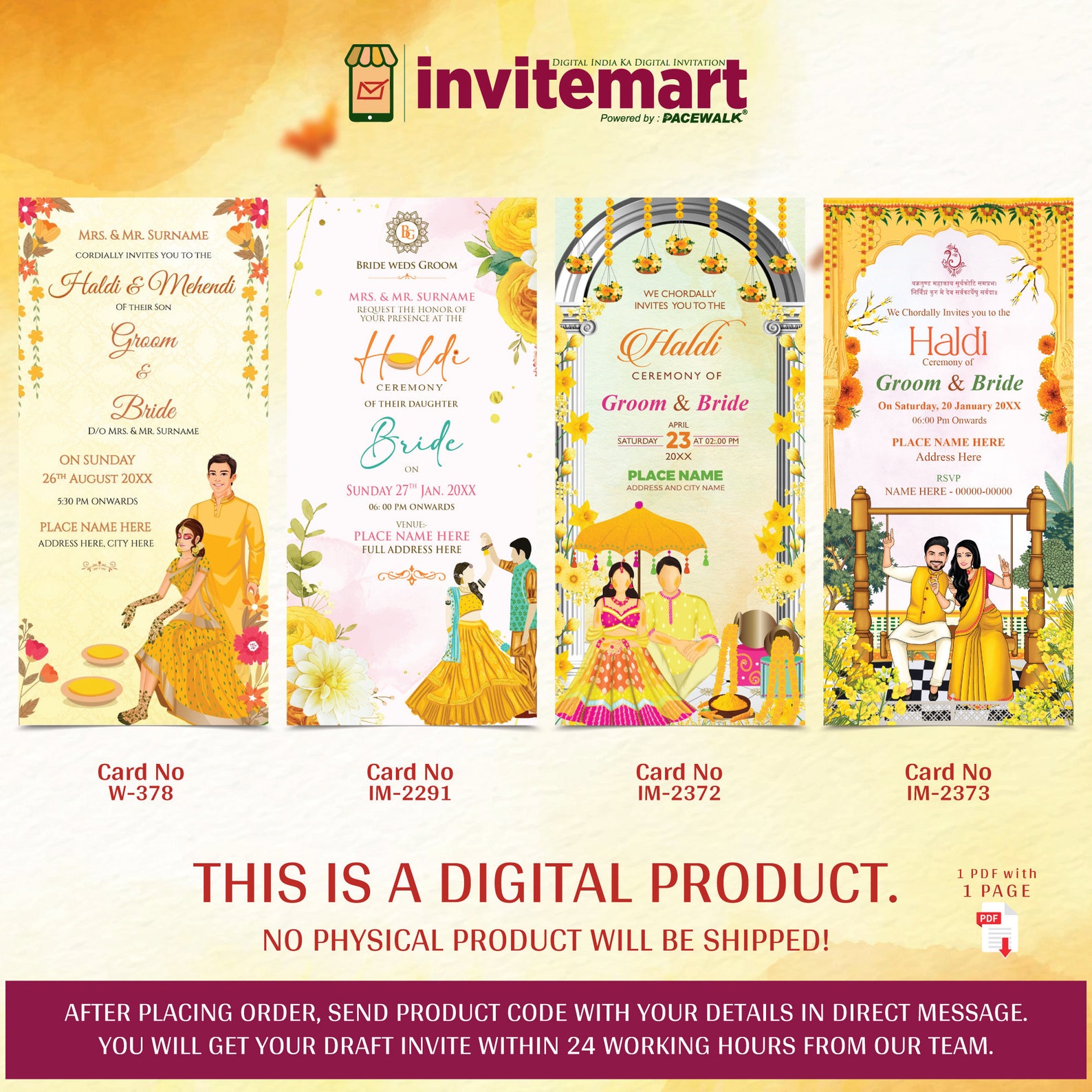 Buy Digital Floral Haldi Ceremony Invitation Card | Whatsapp Invitation ...