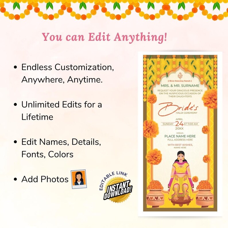 Haldi Invites, Haldi Invitations, Haldi Invitations, Digital Haldi Card ...