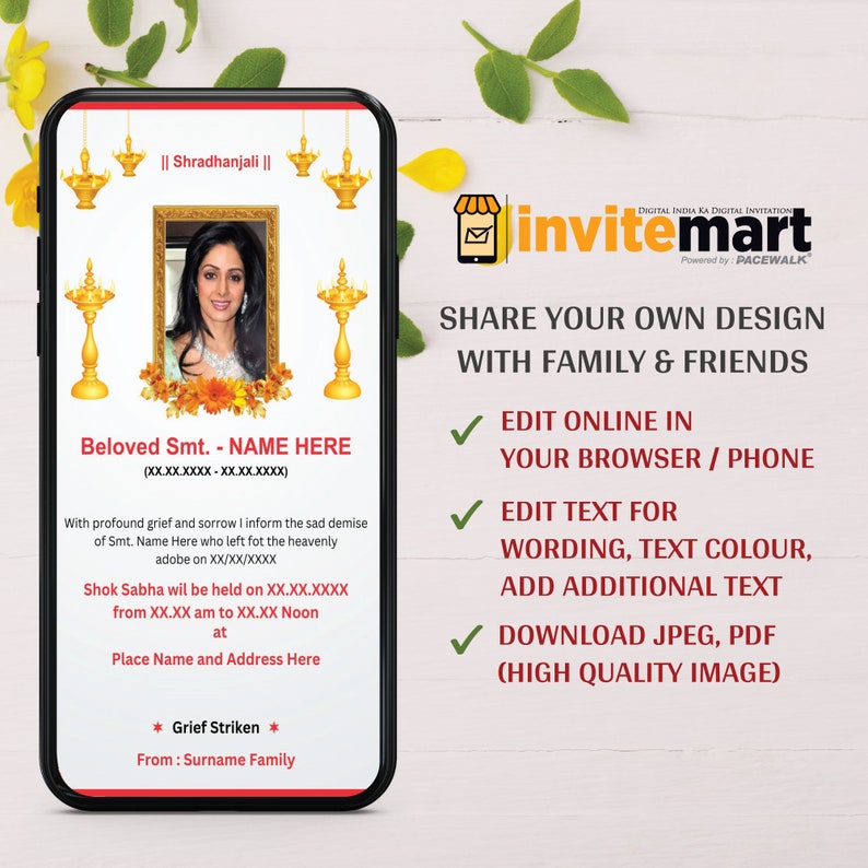 Shradhanjali Invitation Card Tervi Invitation Card Pratham Punyatithi ...