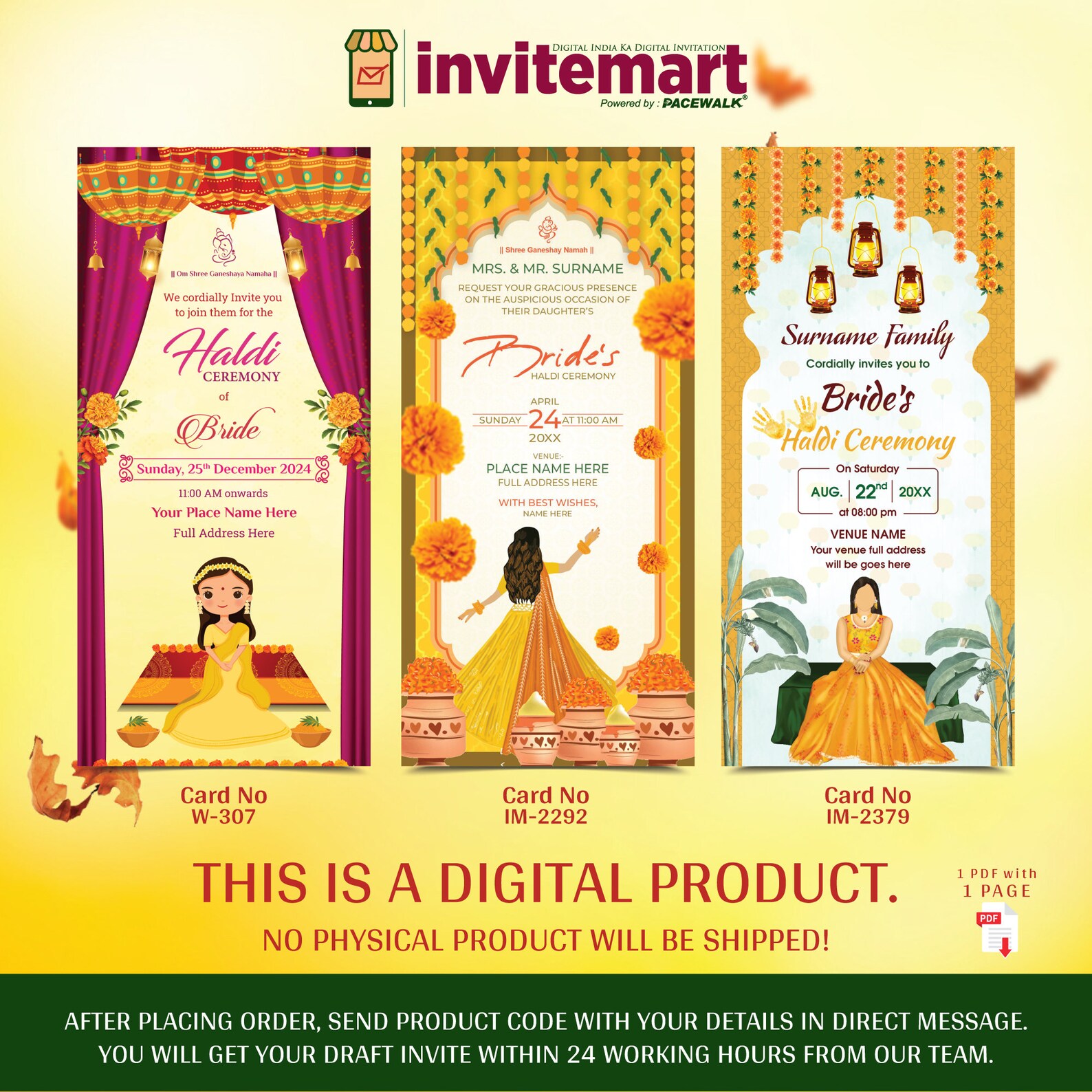 Buy Digital Floral Haldi Ceremony Invitation Card | Whatsapp Invitation ...