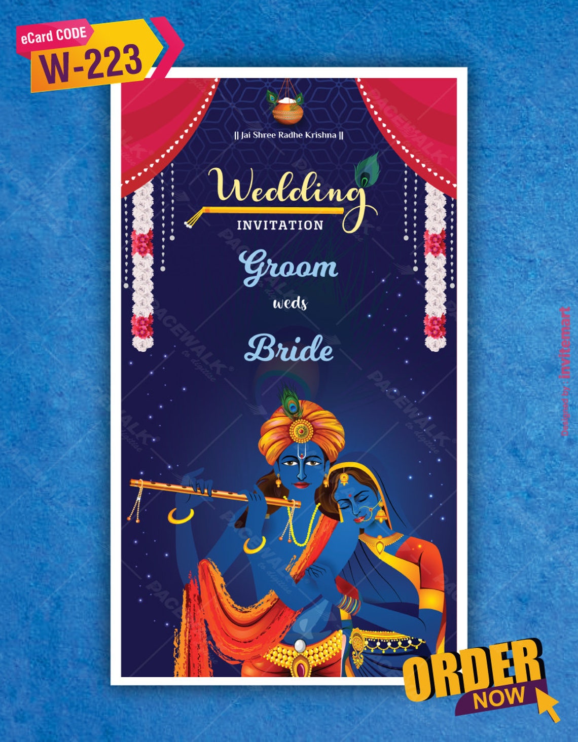 Radha Krishna Theme Wedding Invitation card Digital | Etsy