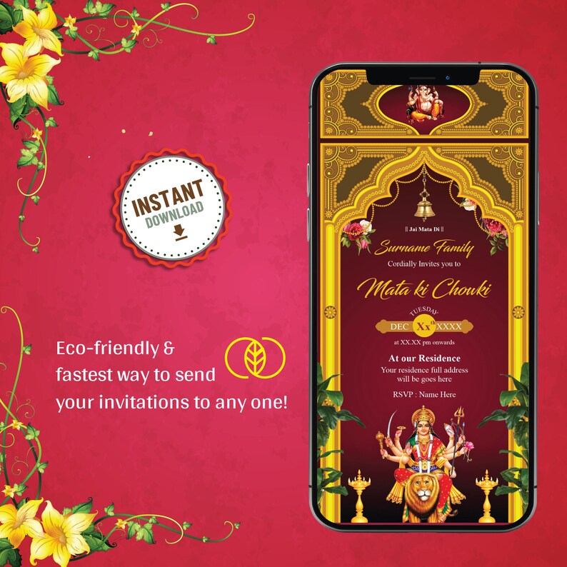 Buy Custom Mata Ki Chowki Invitation Card | Mata Ki Chowki Invitation ...