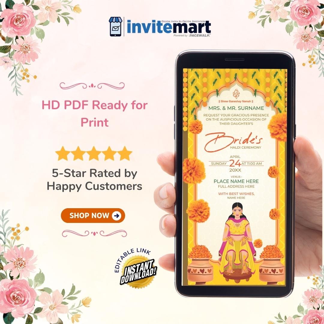 Haldi Invites, Haldi Invitations, Haldi Invitations, Digital Haldi Card ...
