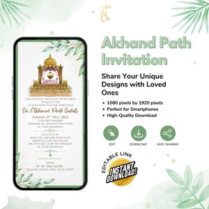 Akhand Path Invites, Sikh Invitations, Sri Akhand Path Invite, Digital ...