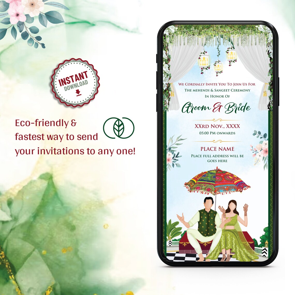 Mehndi and Sangeet Invitation | Sangeet and Mehndi Invitation | Mehendi ...