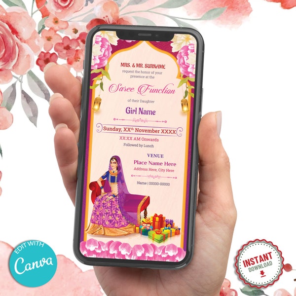 Saree Function Invitation - Etsy