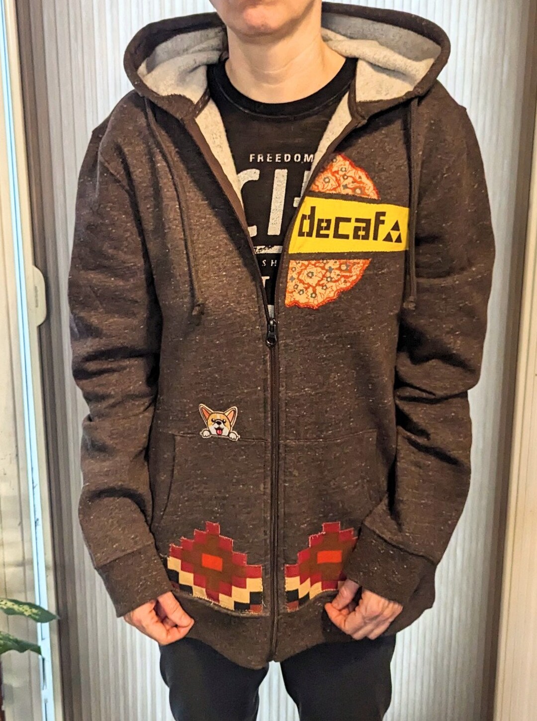 Custom Upcycle Zip up Hoodie Boho Hippie Style Sweater Medium Mens ...