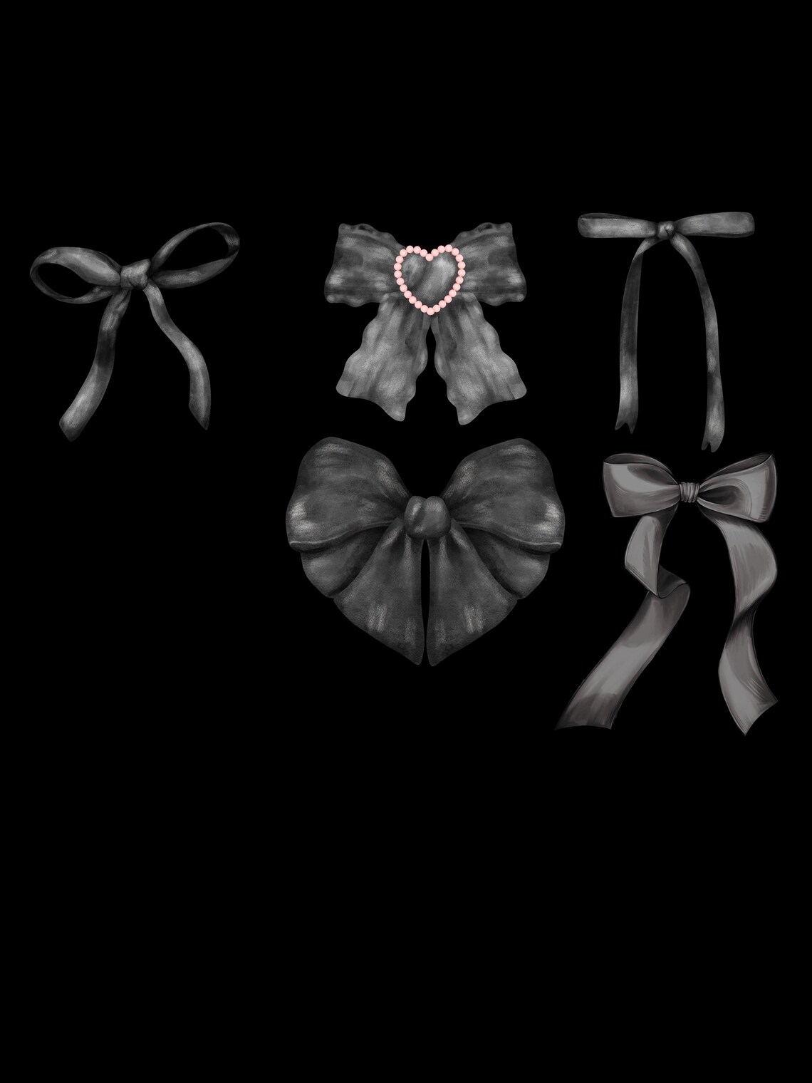 Black Coquette Bow PNG - Black Bow PNG - Trendy - Etsy