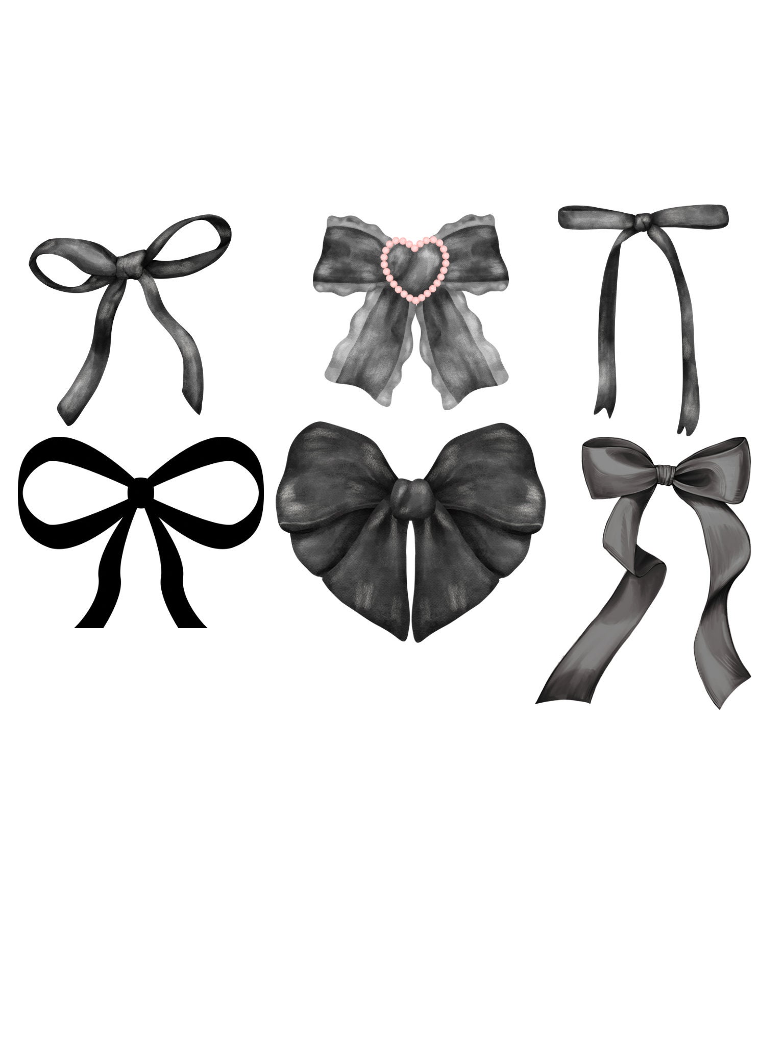 Black Coquette Bow PNG - Black Bow PNG - Trendy - Etsy