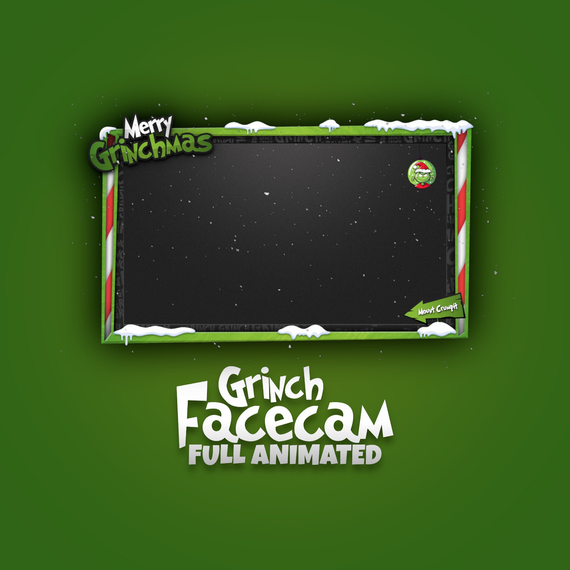 Grinch Animated Facecam Webcam Overlay I Christmas Streaming Snow ...